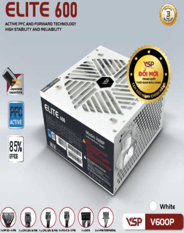 Nguồn CST VSP Elite Active PFC V600P - Trắng Chính hãng
